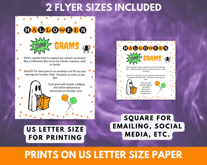 Editable Halloween Candy Gram Form, Halloween School Fundraiser Flyer ...