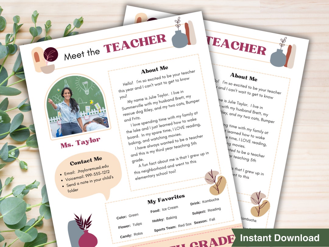 Meet the Teacher Editable Template, Canva Template, Back to School ...