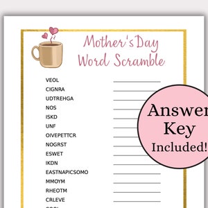 Mothers Day Game Printable, Mother's Day Brunch Ideas, Printable Mother ...