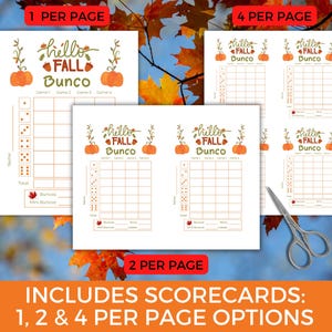 Fall Bunco Game, Printable BUNCO, Thanksgiving Party Games, Autumn ...