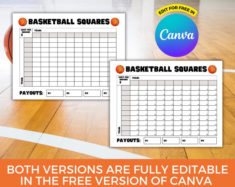 100 Basketball Squares, Editable Basketball Squares, Basketball Watch ...