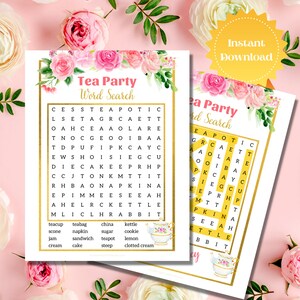 Printable Tea Party Games | Afternoon Tea Party | Tea Party Word Search ...