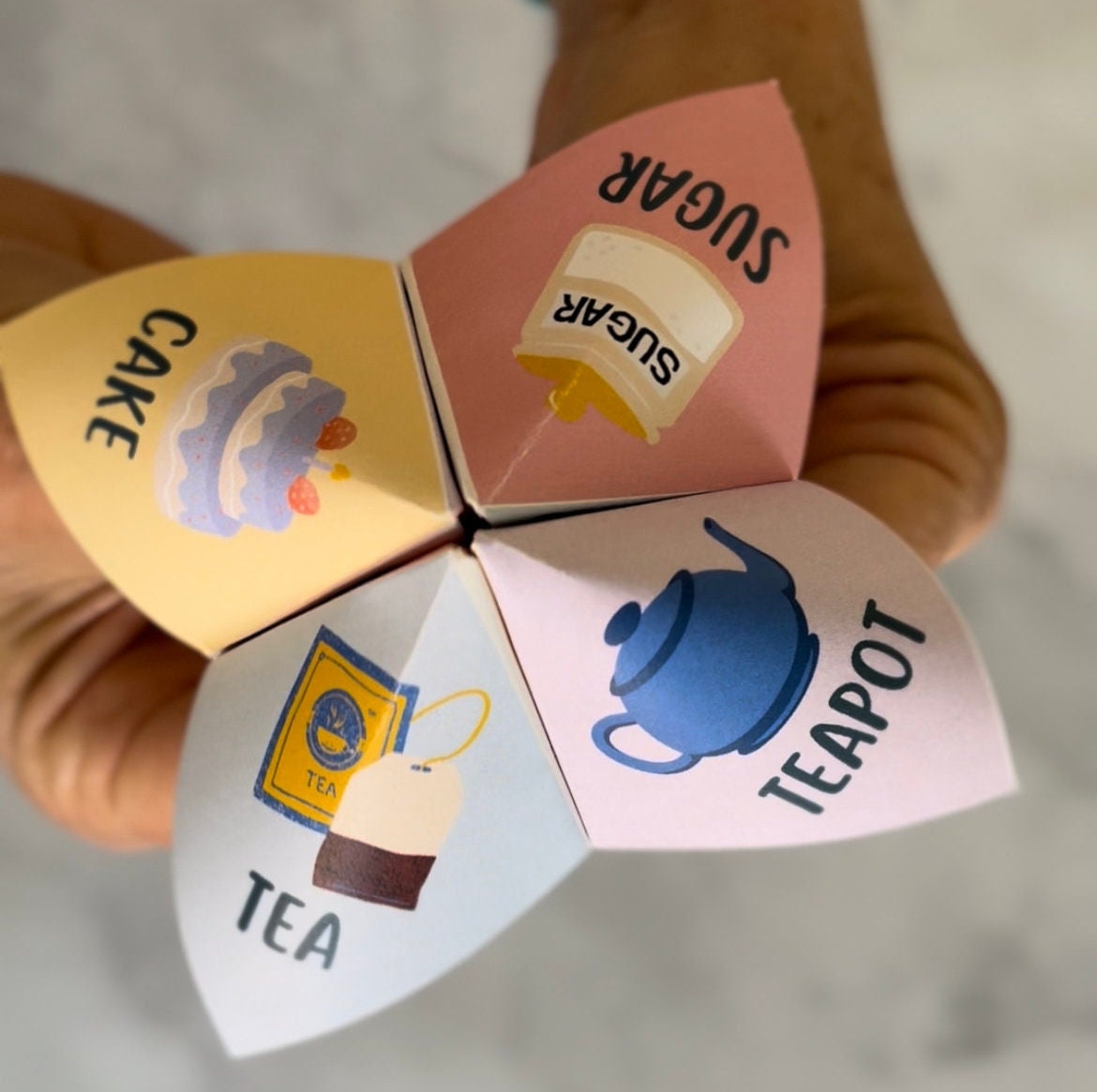 Tea Party Cootie Catcher, Tea Party Fortune Teller, Tea Party Favors ...