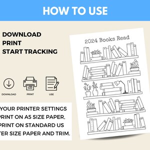 2024 Books Read Printable, Printable Bookshelf Reading Tracker ...