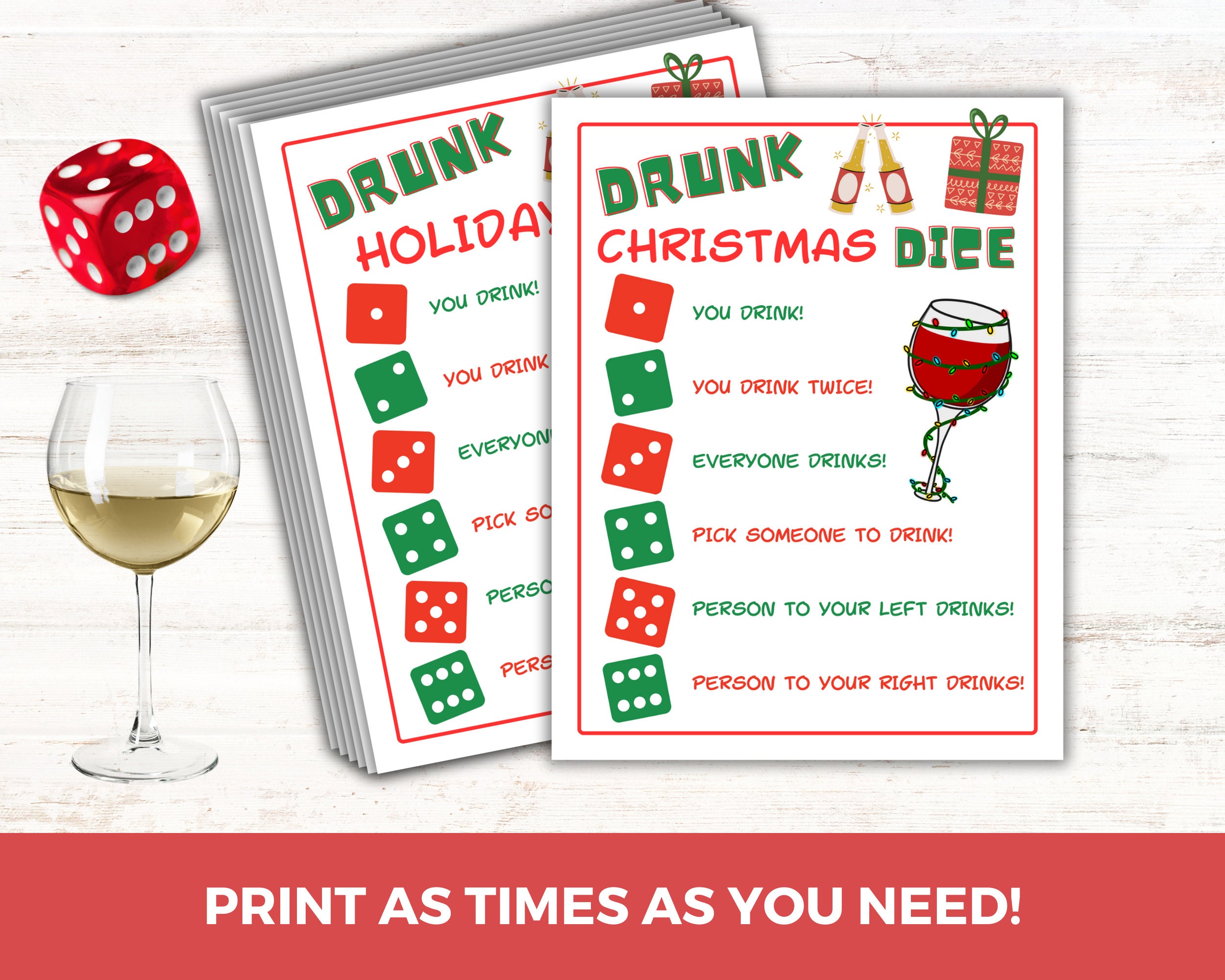 Christmas Drunk Dice Game, Holiday Drinking Game, Adult Drinking Dice Game, Adult Christmas ...