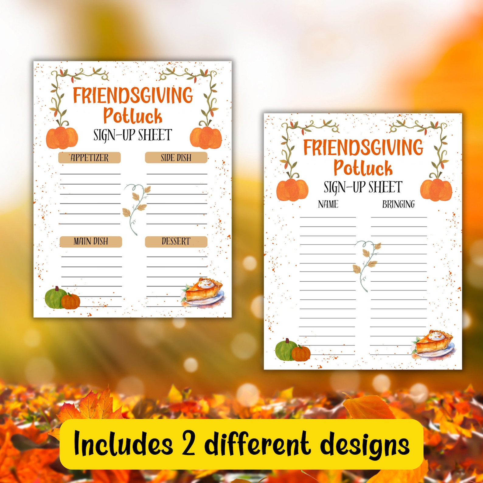 Friendsgiving Potluck Sign up Sheet, Friendsgiving Menu, Potluck Sign ...