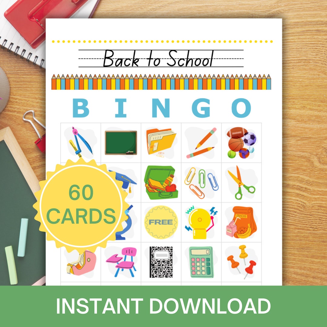 Back to School Bingo, 60 Unique Cards, First Day of School Icebreaker ...