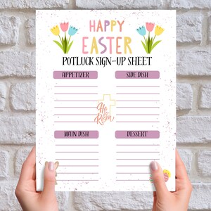 Easter Potluck Sign up Sheet, Potluck Sign up Form, Easter Party Menu ...
