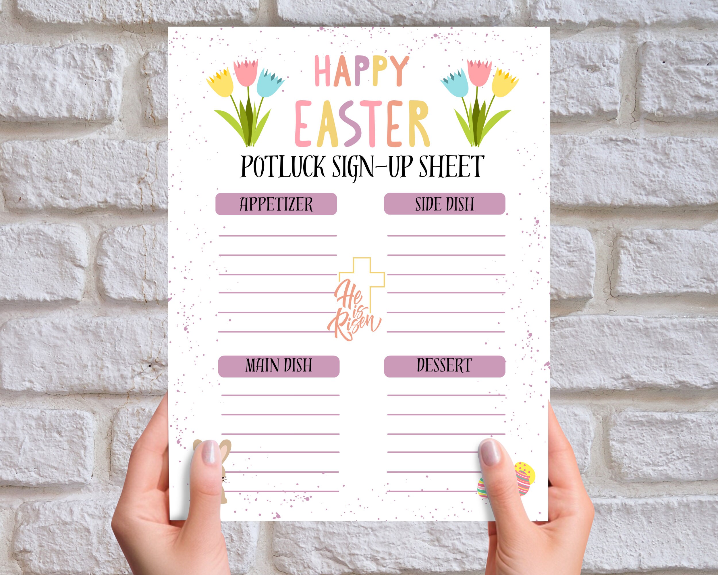 Easter Potluck Sign up Sheet, Potluck Sign up Form, Easter Party Menu ...