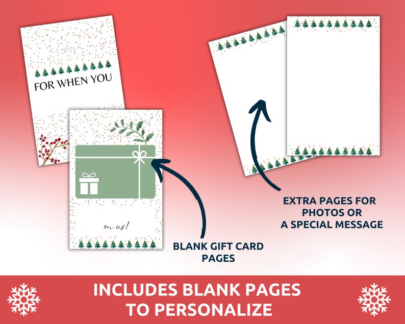 Printable Christmas Gift Card Book, Christmas Gift Card Holder, College ...