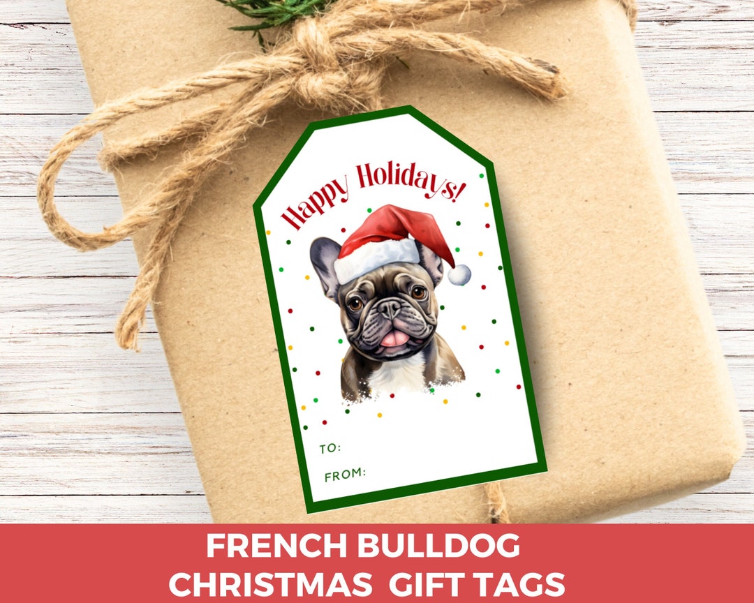 Frenchie Merry Christmas Gift Tags, French Bulldog Printable Christmas ...