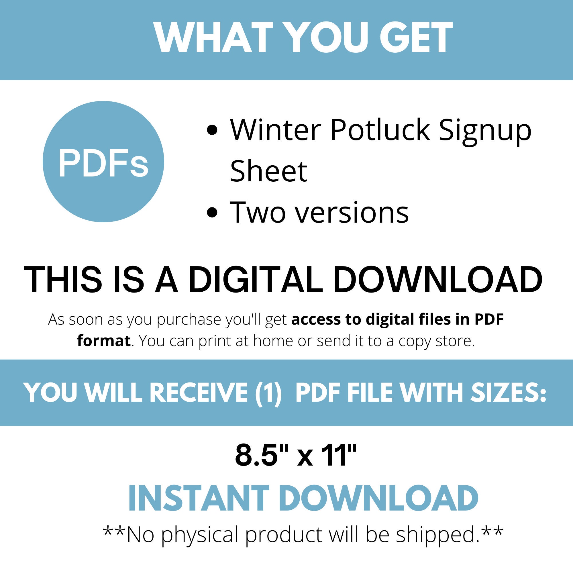 Winter Potluck Sign up Sheet, Winter Sign up Form, Potluck Sign up Form ...