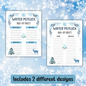 Winter Potluck Sign up Sheet, Winter Sign up Form, Potluck Sign up Form ...