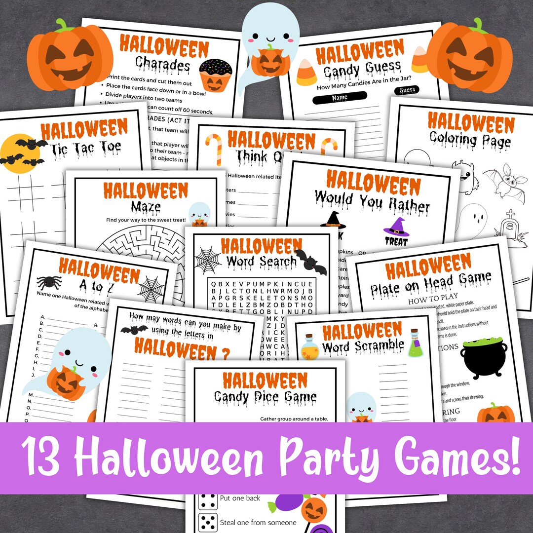 Halloween Printable 13 Game Bundle | Halloween Party Games | Halloween ...