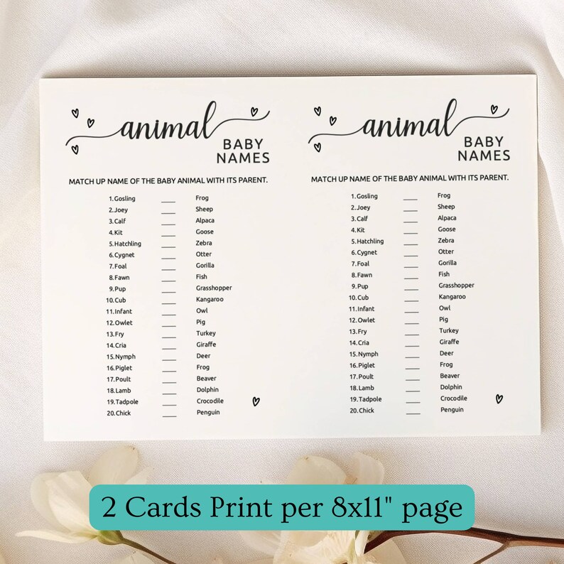 Baby Animal Game Baby Shower, Name That Baby Printable Baby Shower ...
