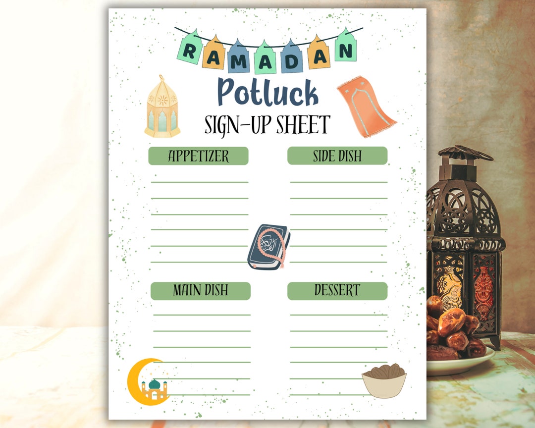 Ramadan Potluck Sign up Sheet, Potluck Sign up Form, Iftar Dua Meal ...