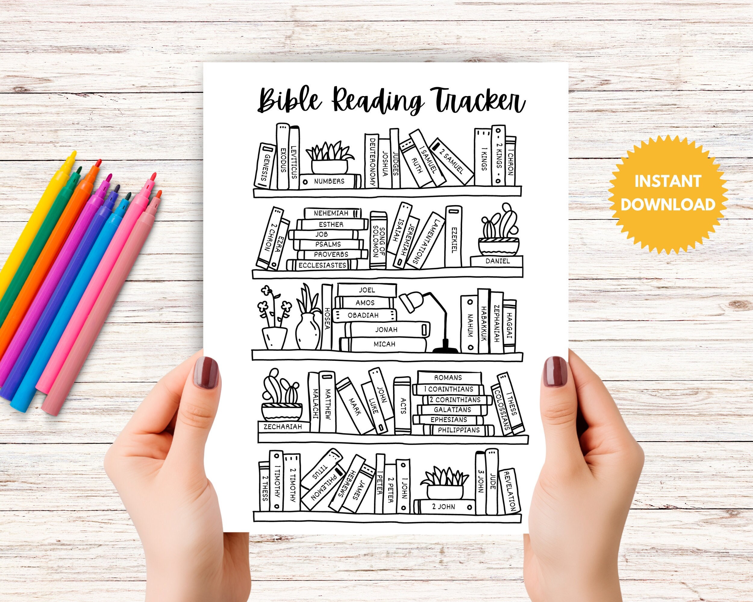 Bible Reading Tracker Coloring Sheet, Bible Reading Bookshelf, Books of ...