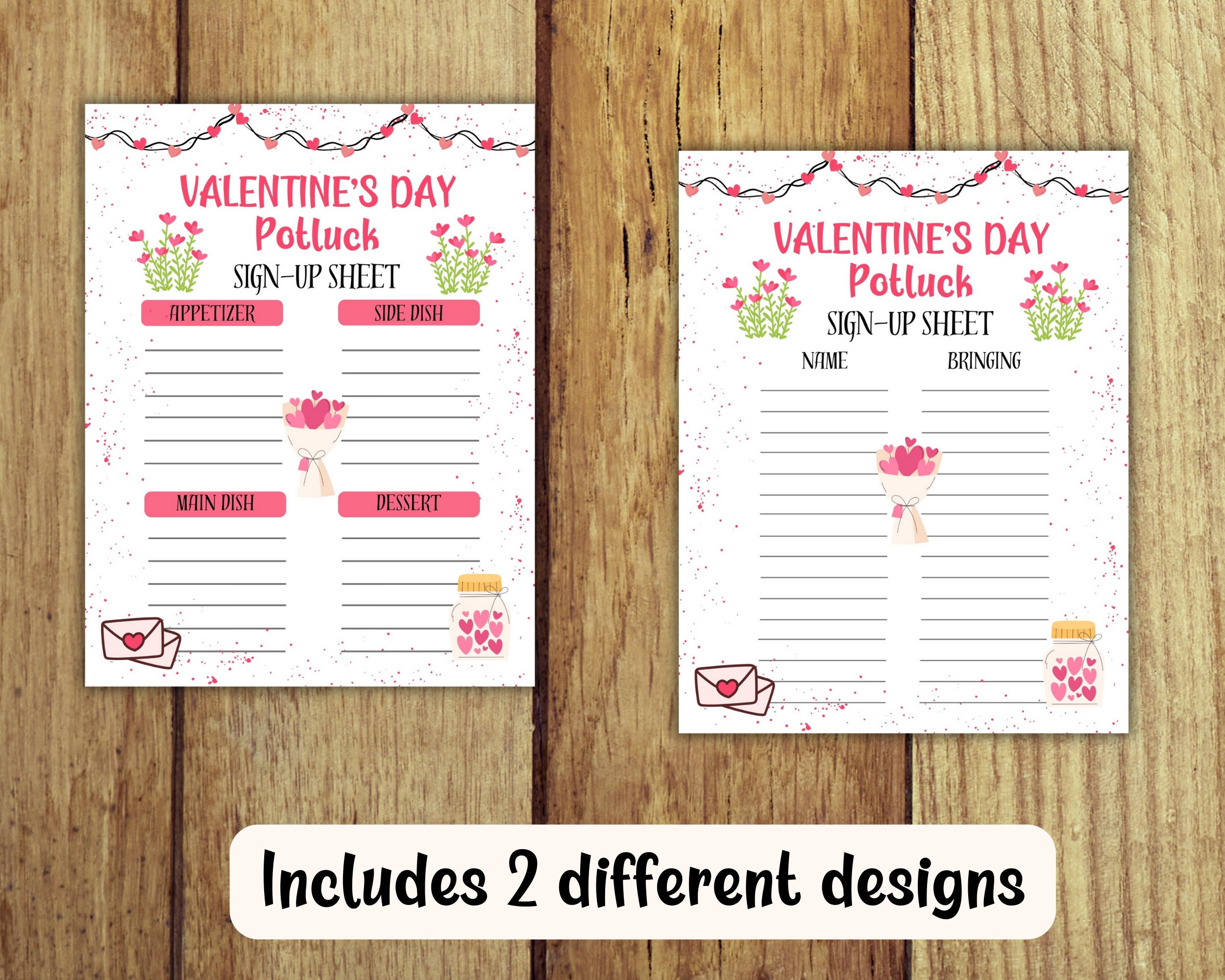 Valentines Day Potluck Sign up Sheet, Potluck Sign up Sheet, Potluck ...