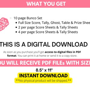 Summer Days Bunco Score Sheets, June Bunco Score Cards, June Bunco Game ...