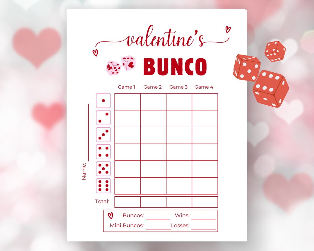 Valentines Bunco Score Sheets, Valentine Dice Game, Galentines Bunco ...