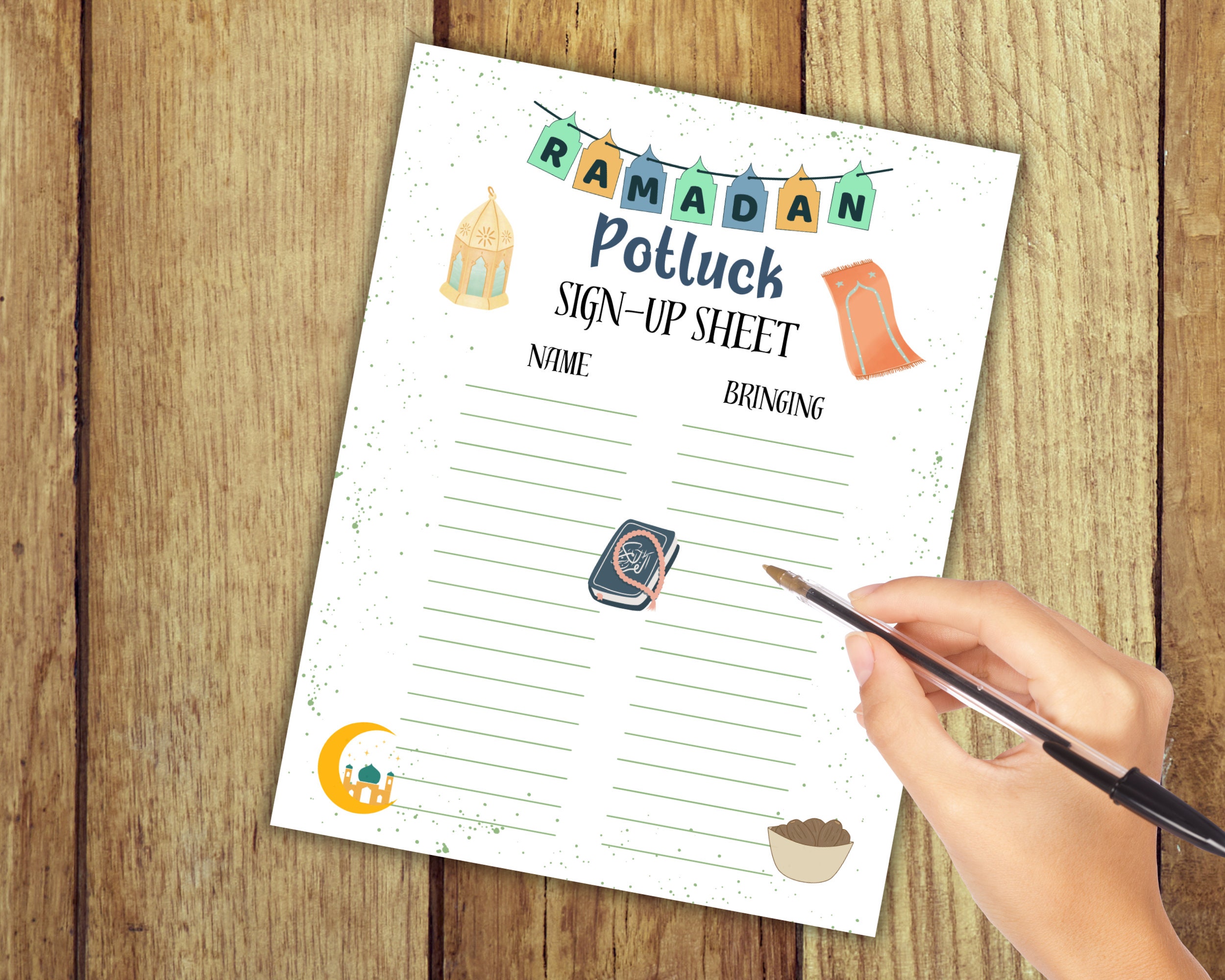 Ramadan Potluck Sign up Sheet, Potluck Sign up Form, Iftar Dua Meal ...