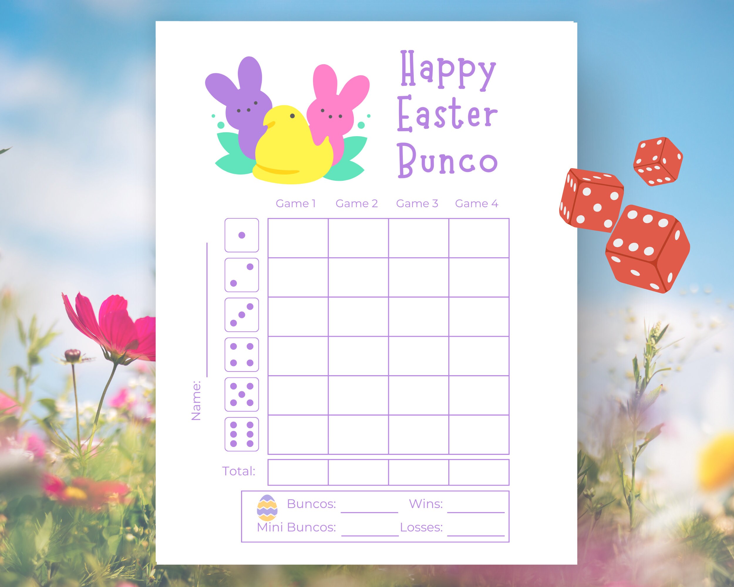 Easter Bunco Score Sheets, Easter Bunco Sheets, Easter Bunco Game Cards ...
