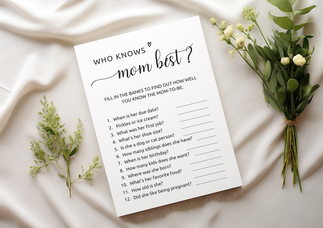 Who Knows Mom Best Baby Shower Game | How Well Do You Know Mommy | Baby ...