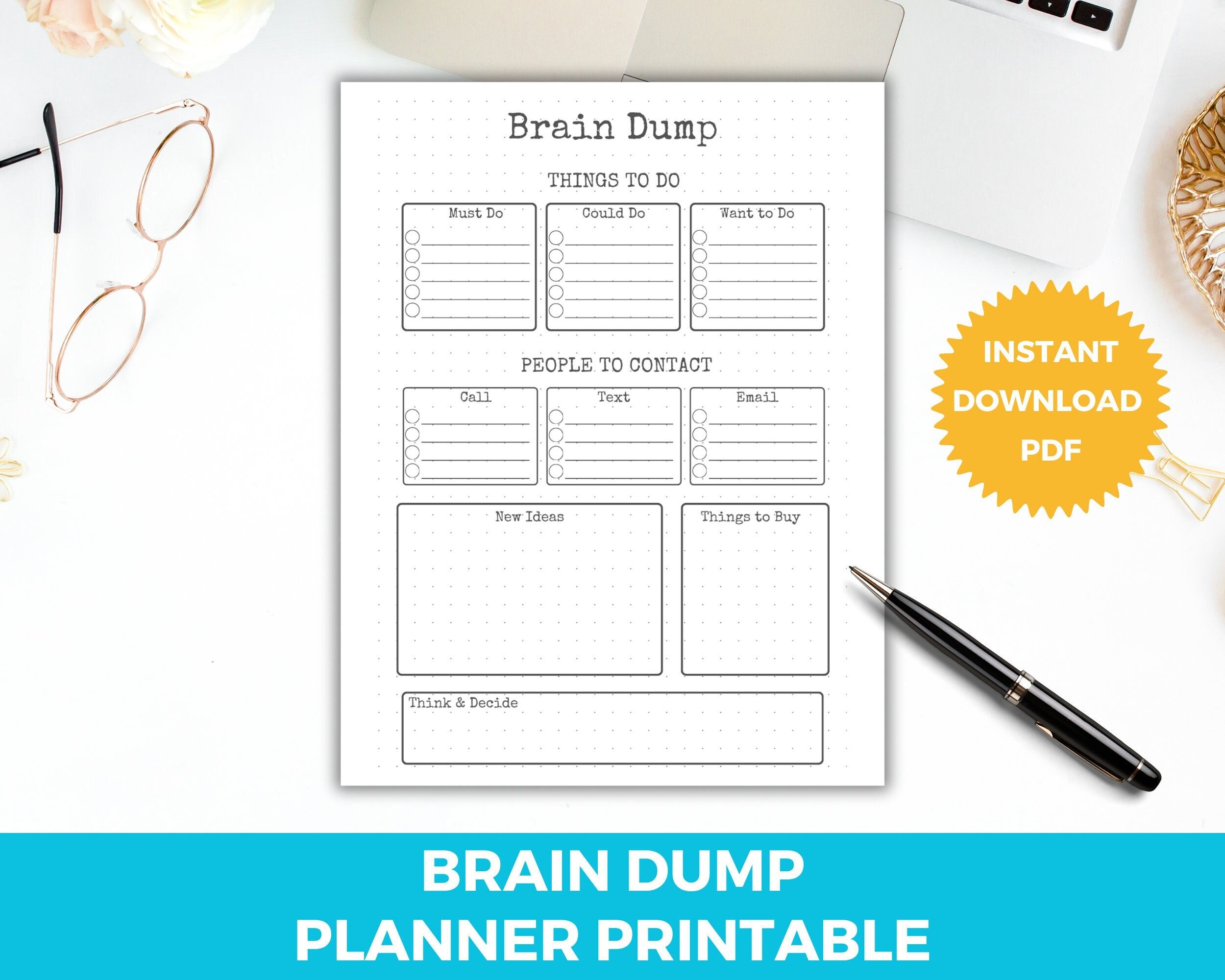 Brain Dump Printable, Thoughts Organizer, ADHD Brain Dump, Morning ...