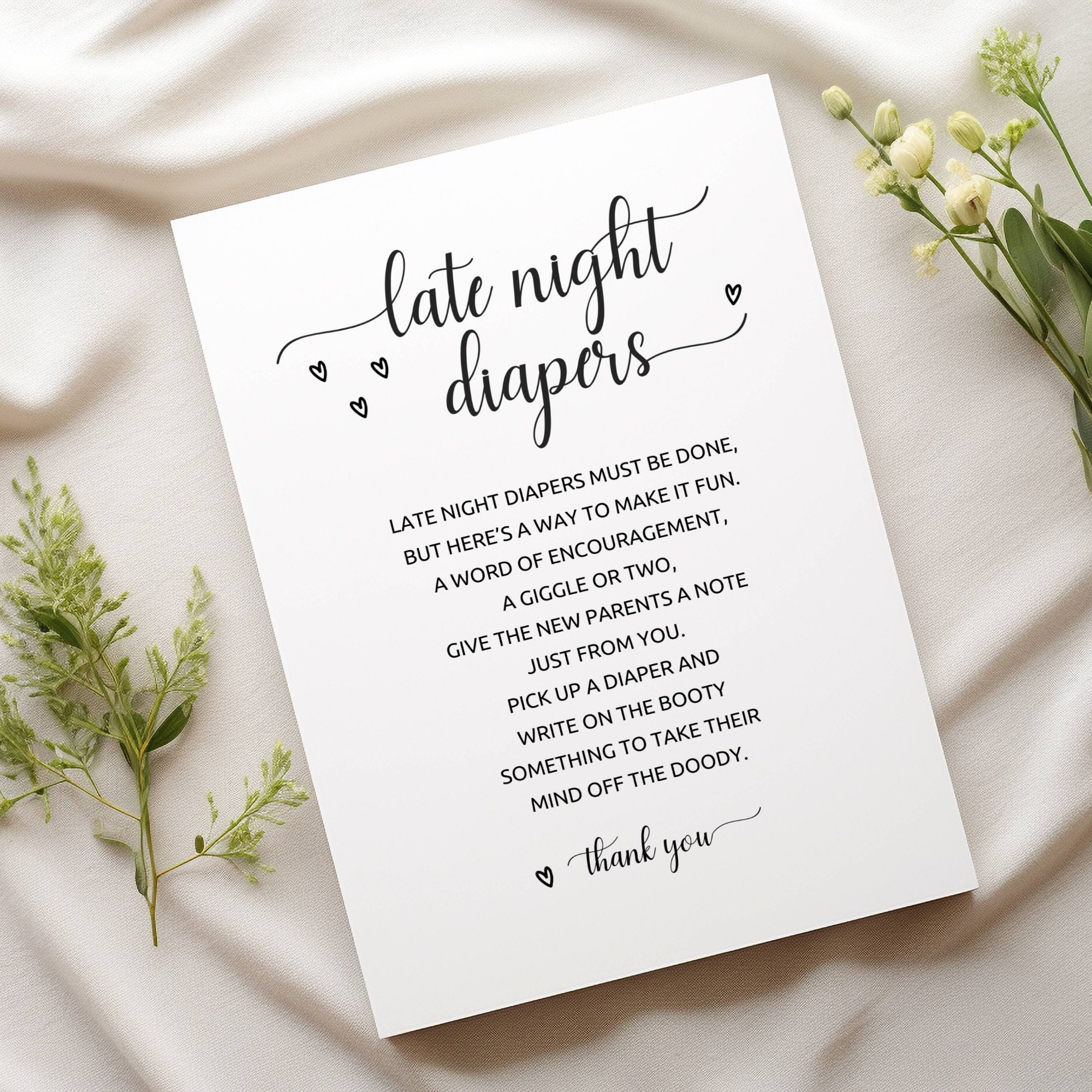 Late Night Diapers Sign Baby Shower Game Night Diaper Notes - Etsy