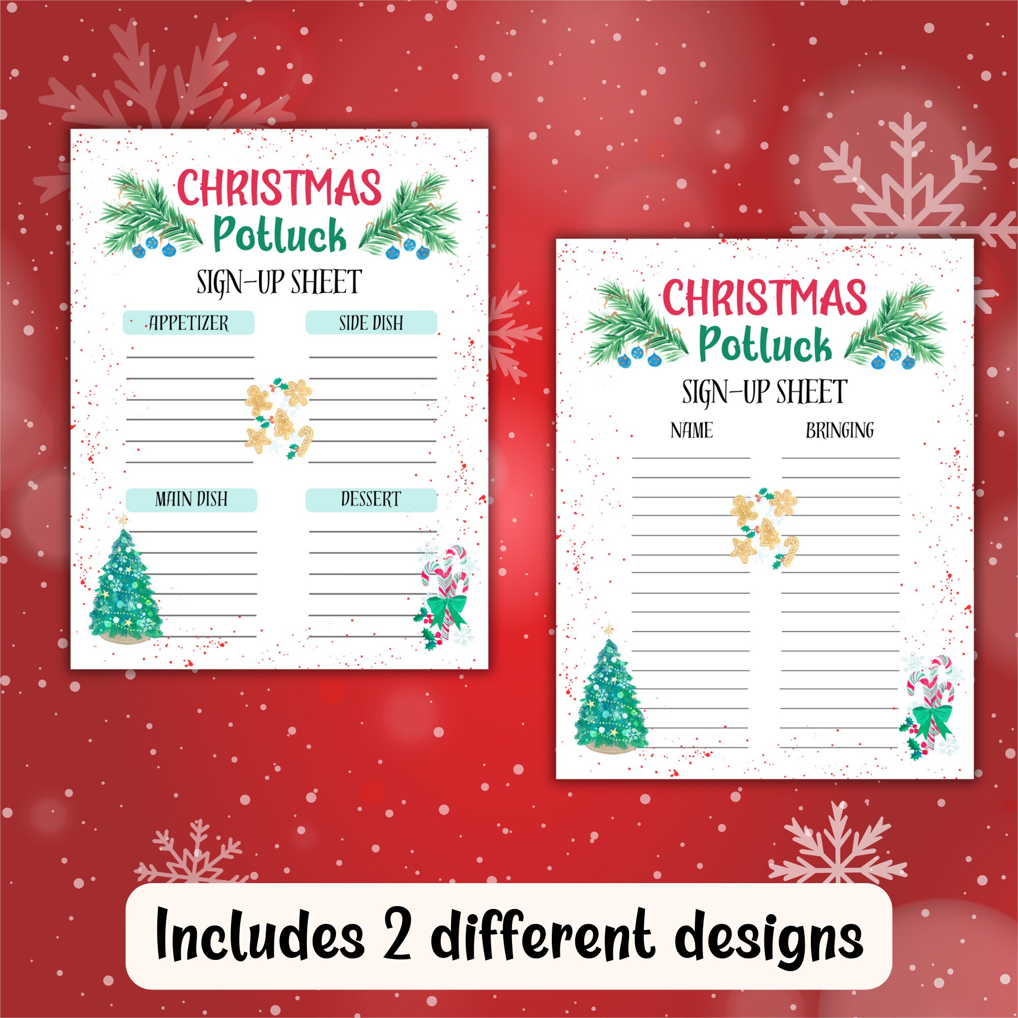 Christmas Potluck Sign up Sheet, Potluck Sign up Sheet, Potluck Sign up ...
