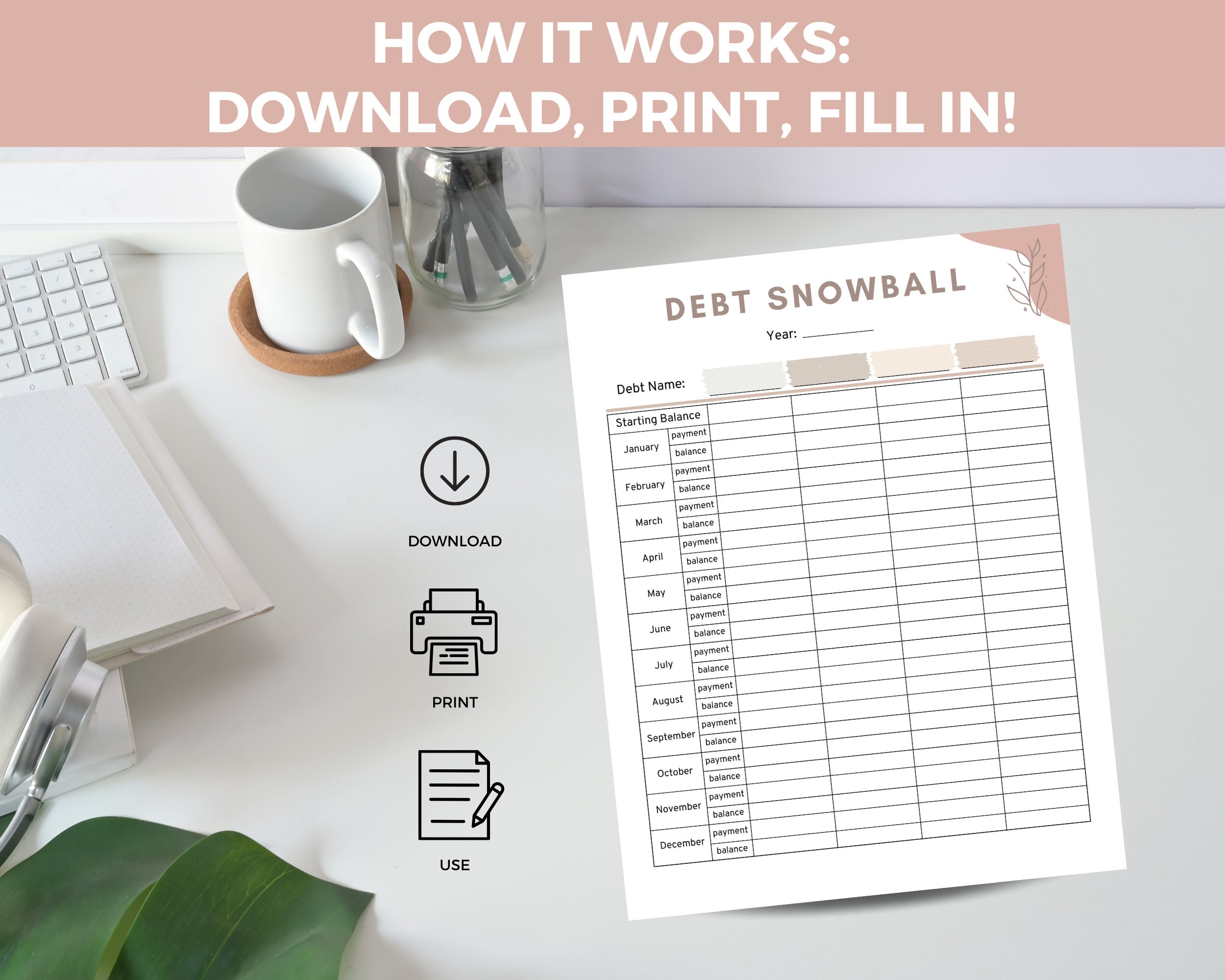 Debt Snowball Tracker Printable, Printable Snowball Debt Tracker, Debt ...