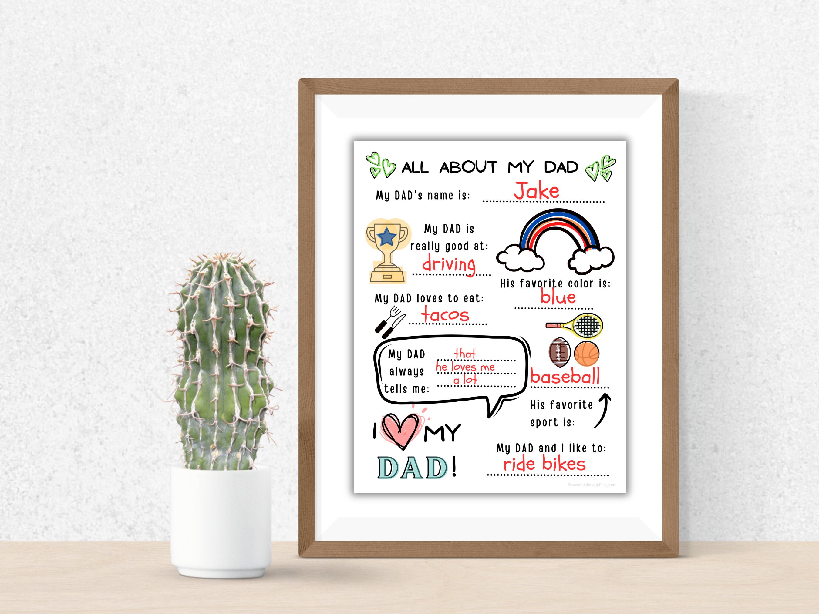 All About My Dad Printable Kids Father's Day Printable - Etsy