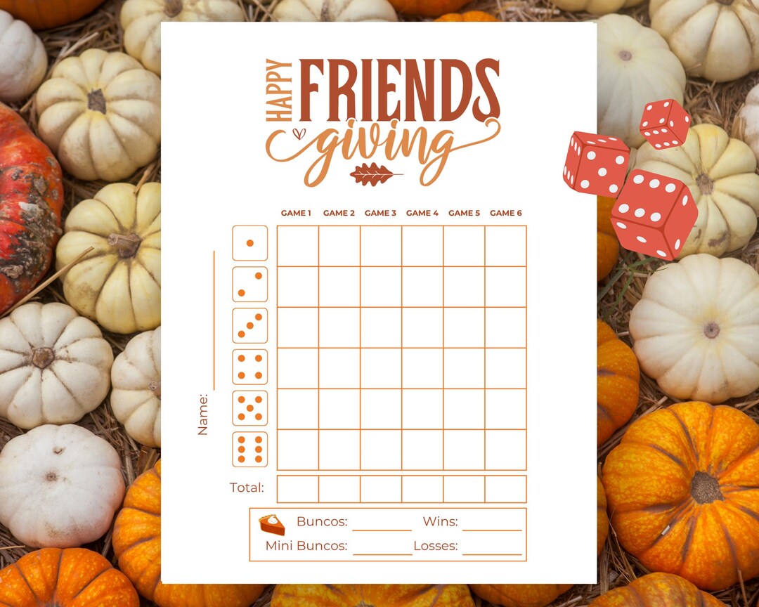 Friendsgiving Bunco Bundle, Fall Bunco Score Cards, Autumn Bunco Tally ...