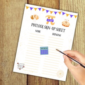 Pi Day Potluck Sign up Sheet, Pi Day Printable Potluck Sign up Form, Pi ...