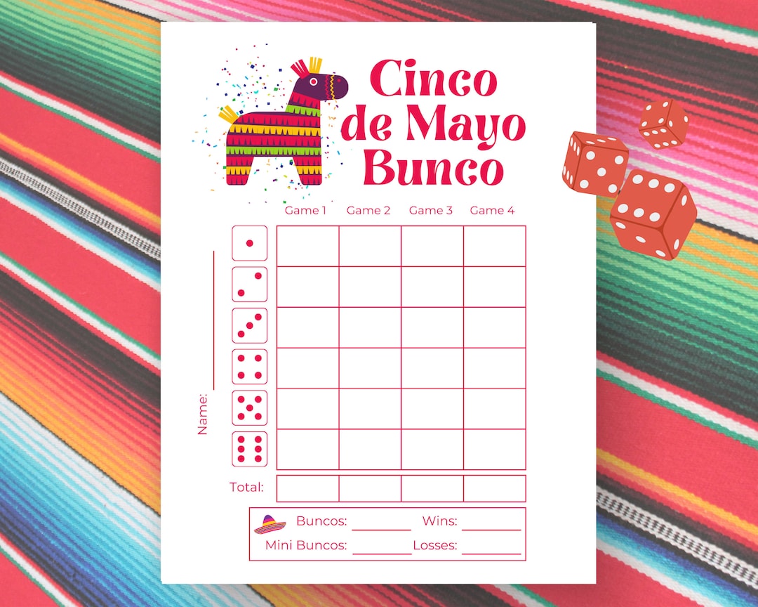Cinco De Mayo Bunco Score Sheets, May Bunco Sheets, Fiesta Bunco Game ...