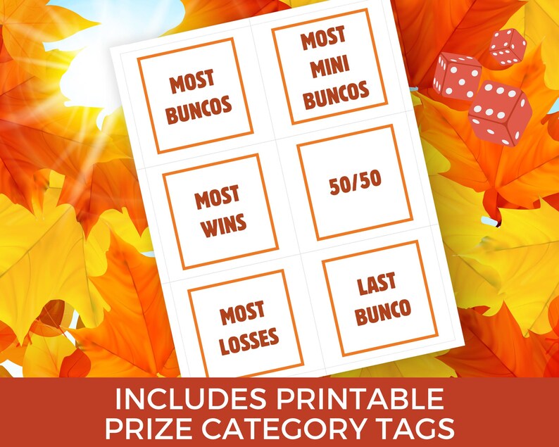 Thanksgiving Bunco Game, Fall Bunco Score Cards, Autumn Bunco Tally ...
