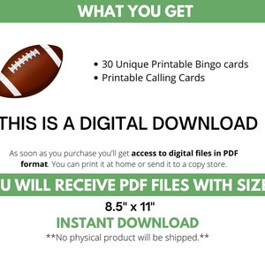 Football Bingo Cards, Football Party Game, Watch Party Game, Big Game ...