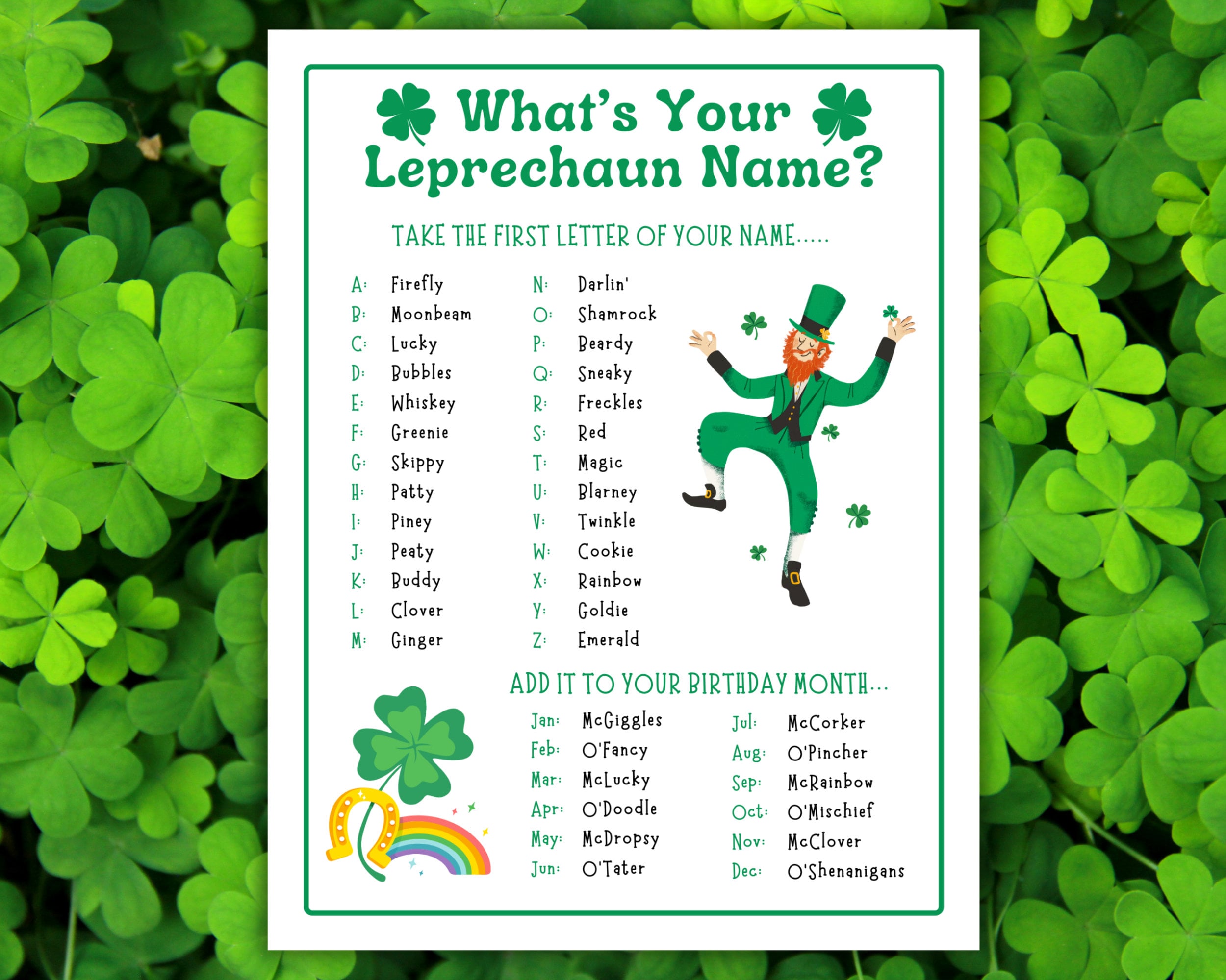 Leprechaun Name Game, What's Your Leprechaun Name, St. Patrick's Day ...