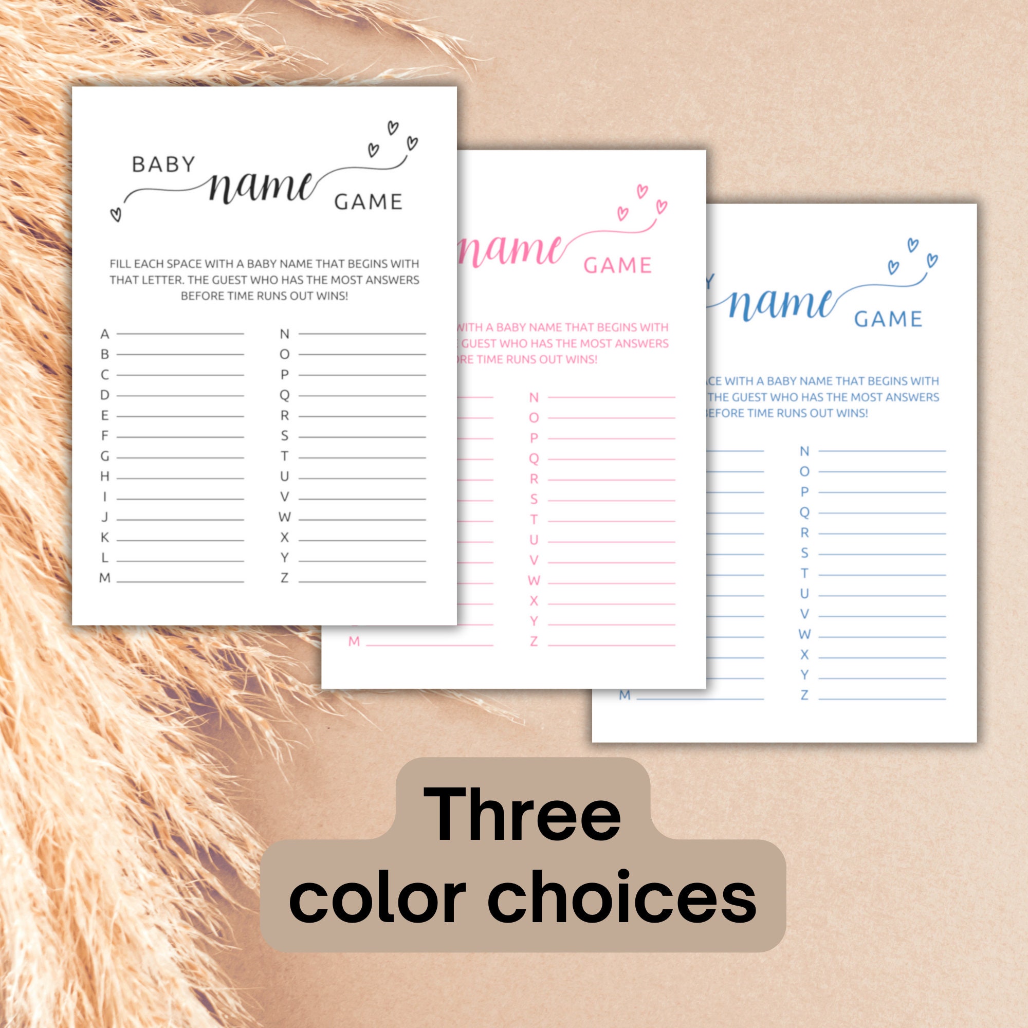 Baby Shower ABC Name Game, Baby Name Game, Baby Word Race Game, Baby ...