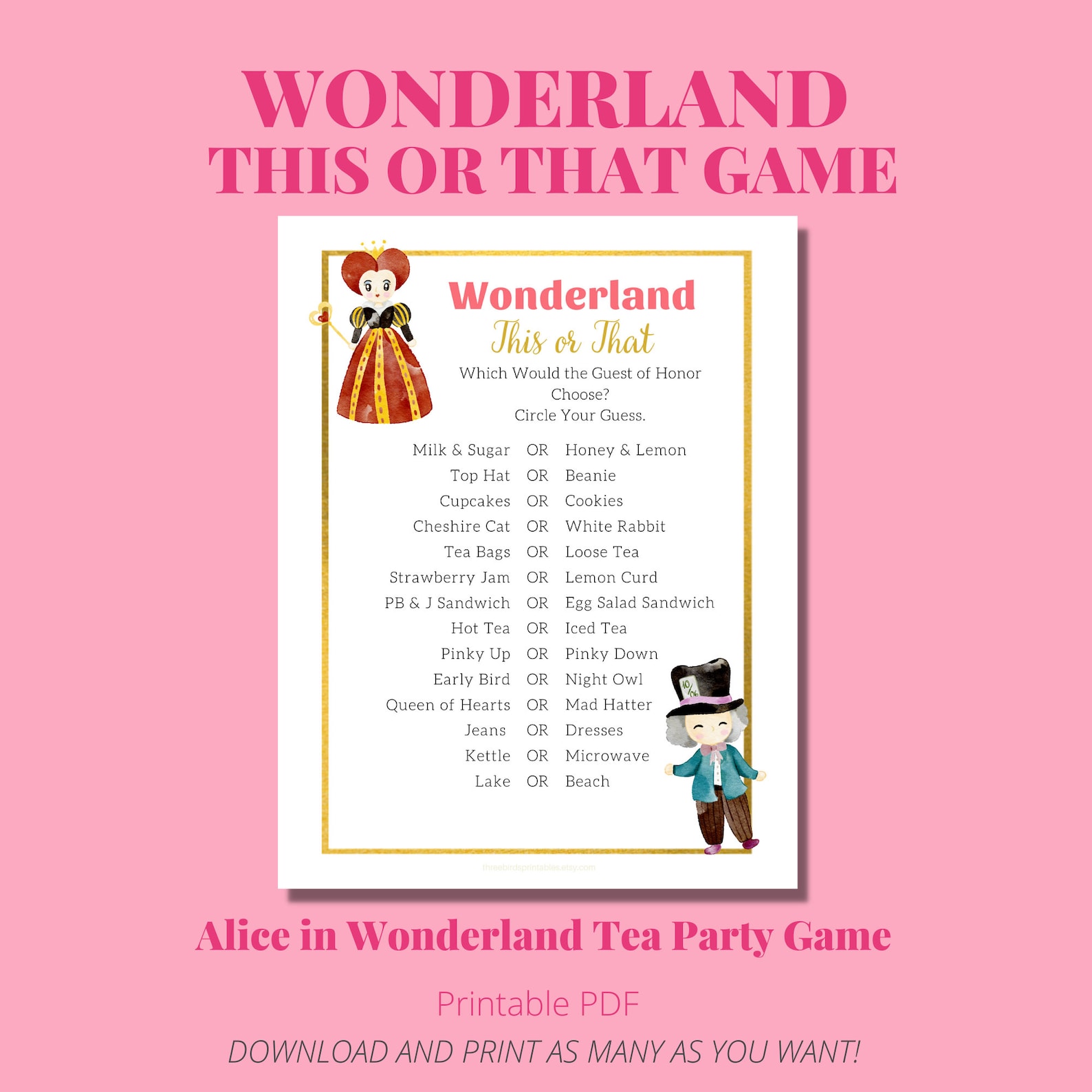 Alice Tea Party Game, Alice in Wonderland, Wonderland Tea Party ...