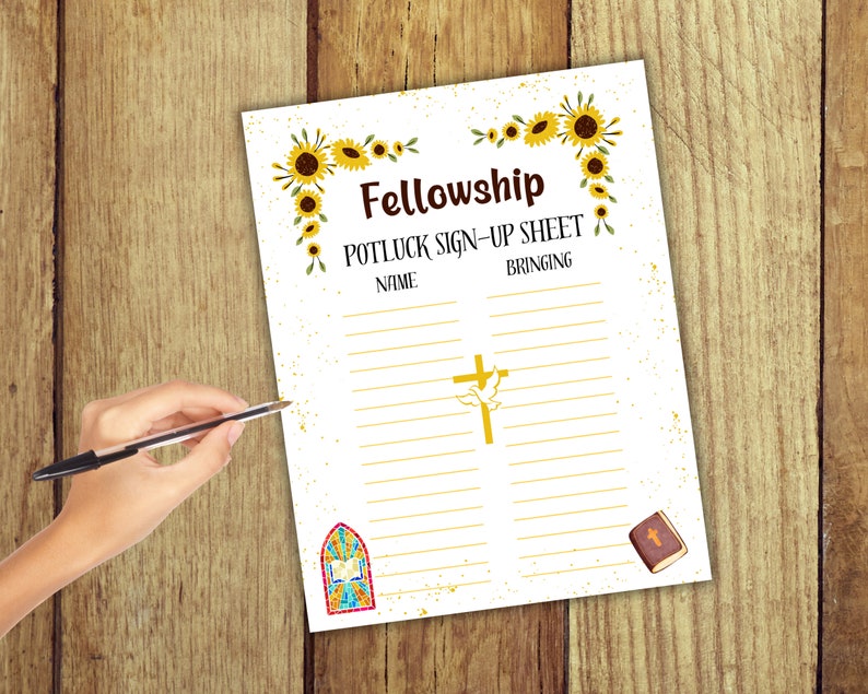 Church Potluck Sign up Sheet, Church Sign up Form, Potluck Sign up Form ...