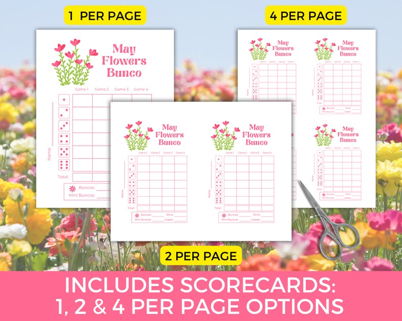 May Flowers Bunco Score Sheets, May Bunco Sheets, Spring Bunco Game ...