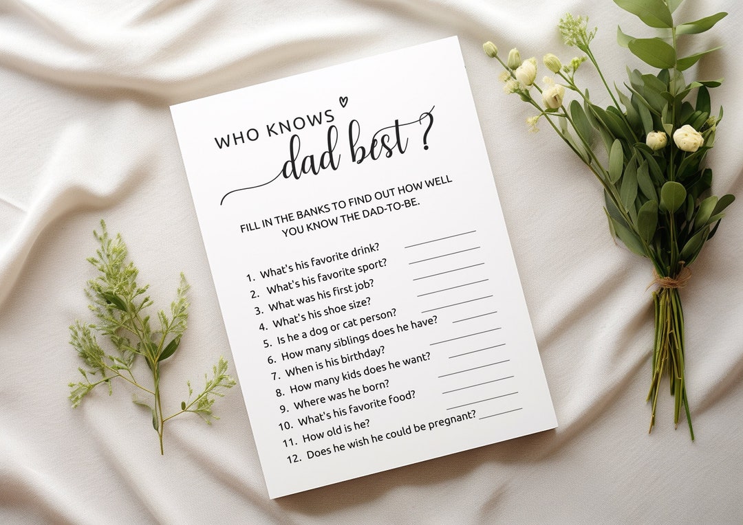 Who Knows Dad Best Baby Shower Game | How Well Do You Know Daddy | Baby ...