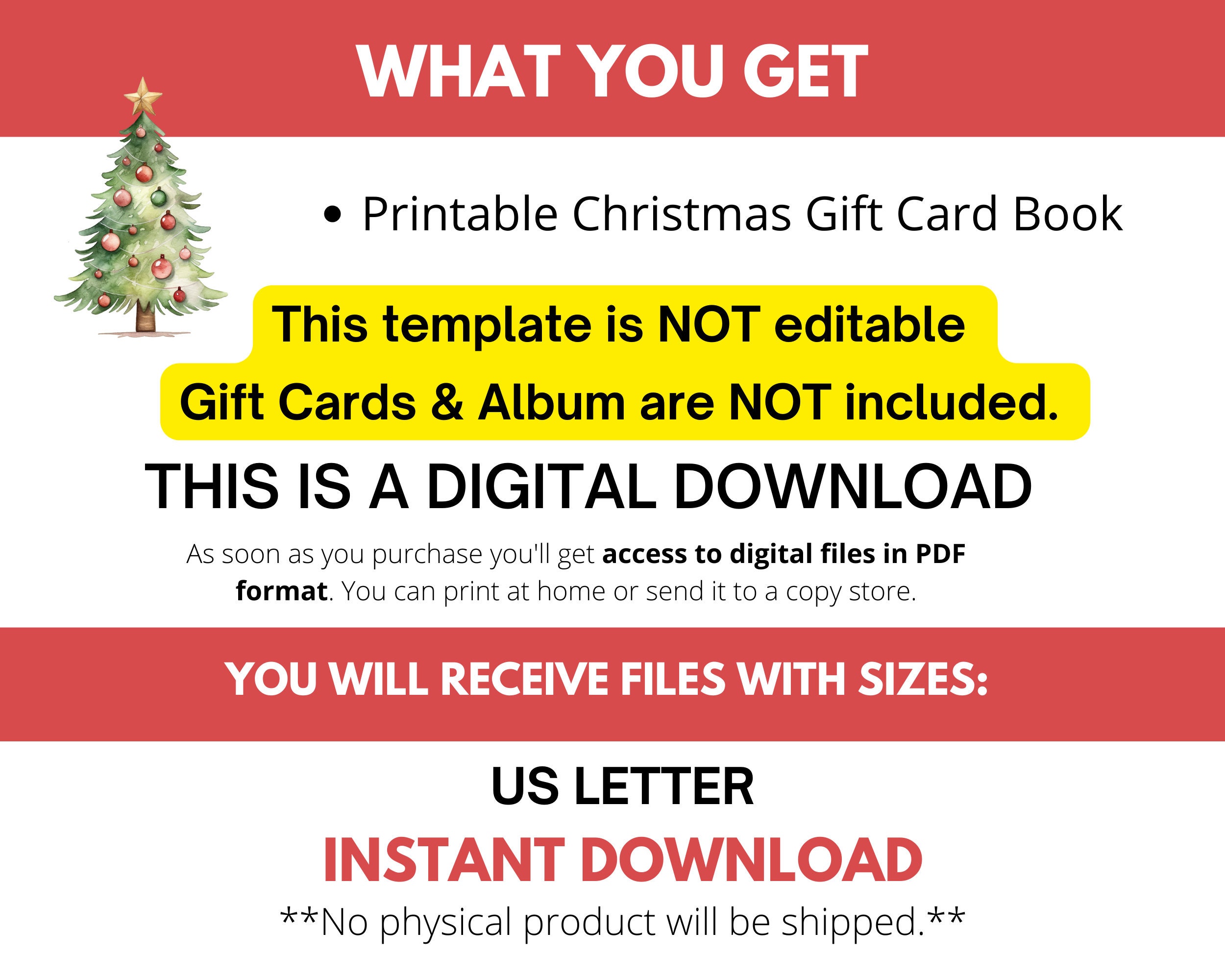 Printable Christmas Gift Card Book, Christmas Gift Card Holder, College ...