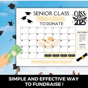 Senior Class Fundraising Calendar, Pick a Date to Donate Class of 2025 ...