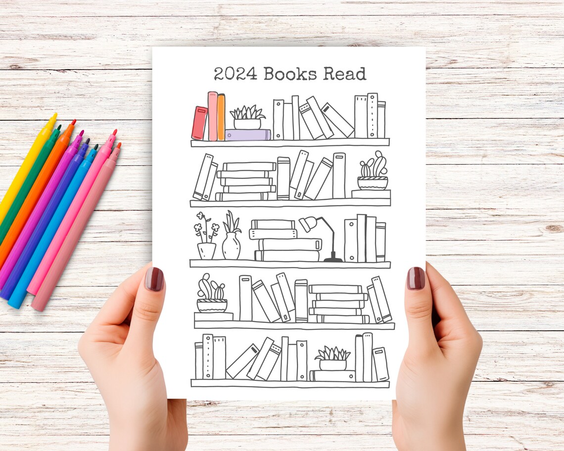 2024 Books Read Printable, Printable Bookshelf Reading Tracker ...