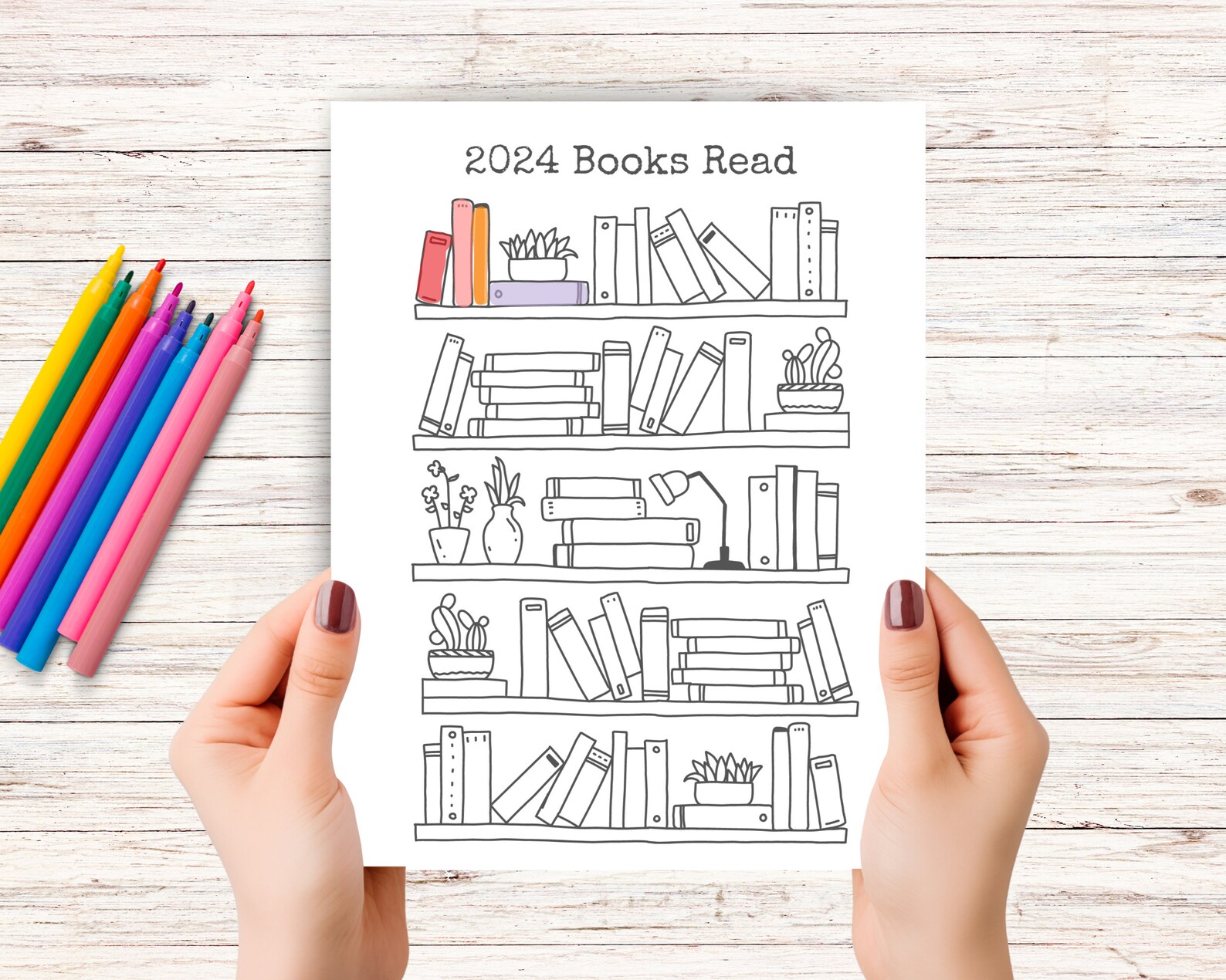 2024 Books Read Printable, Printable Bookshelf Reading Tracker ...