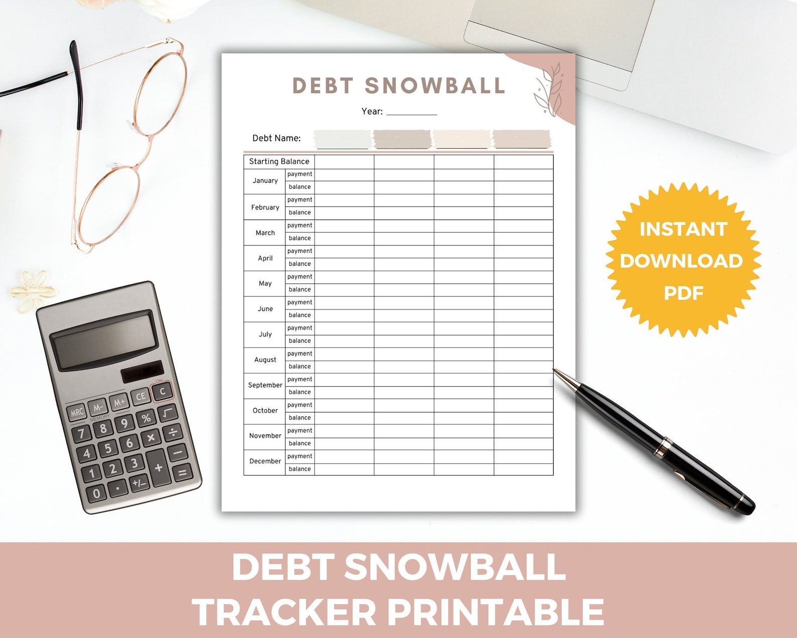 Debt Snowball Tracker Printable, Printable Snowball Debt Tracker, Debt ...