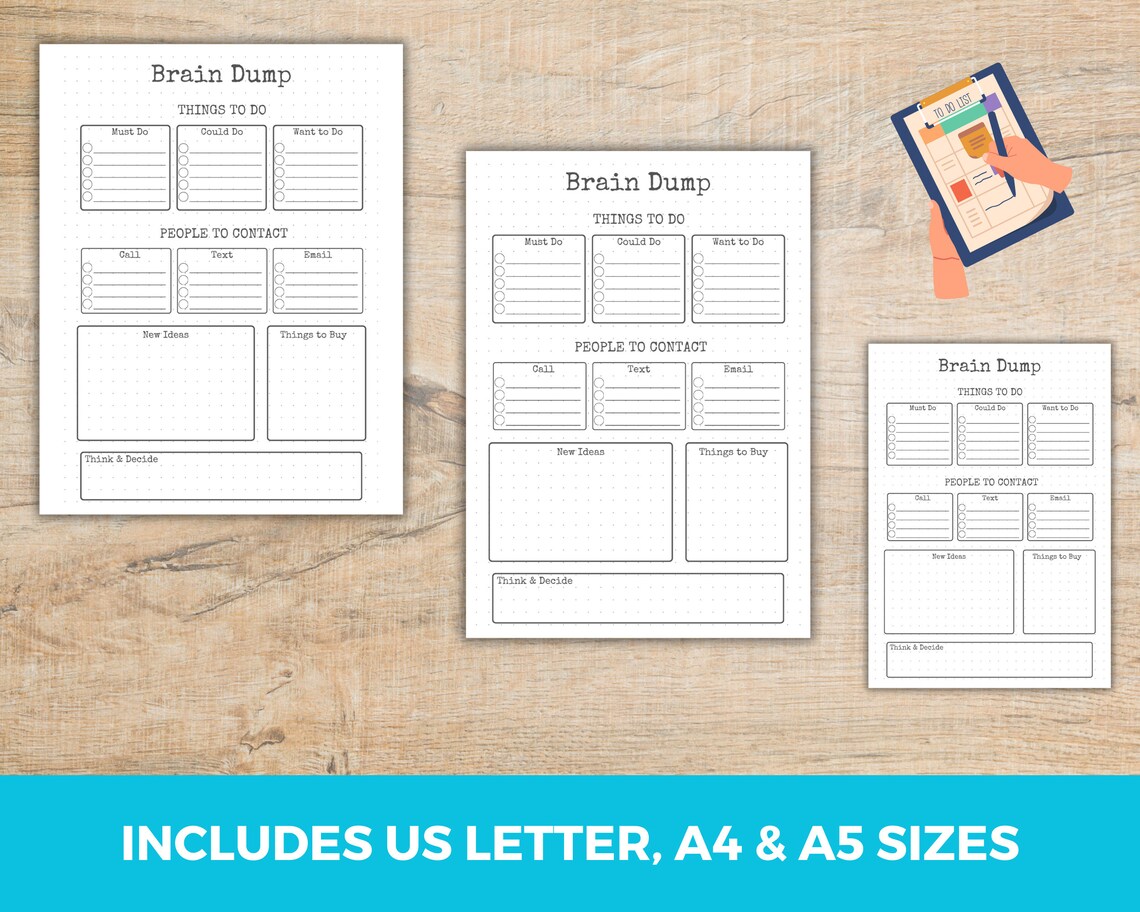 Brain Dump Printable, Thoughts Organizer, ADHD Brain Dump, Morning ...