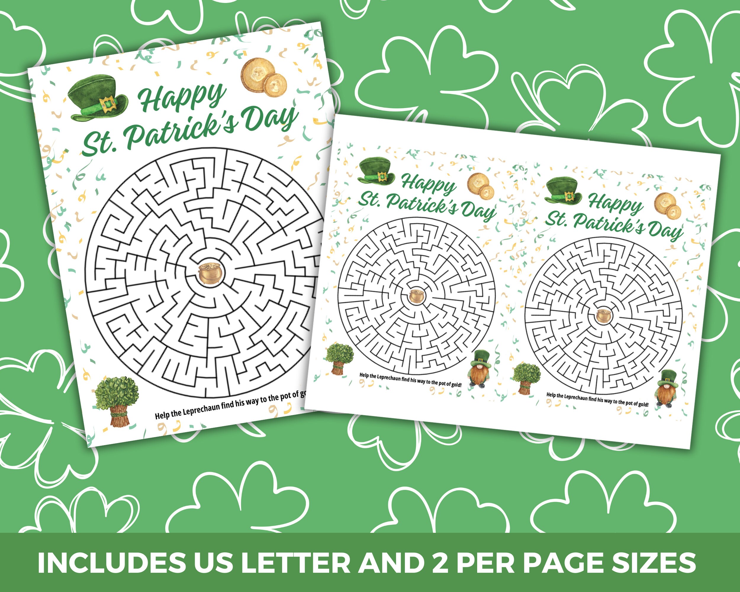 St Patrick's Day Maze, Saint Patricks Day Party Game, St Patricks Day ...